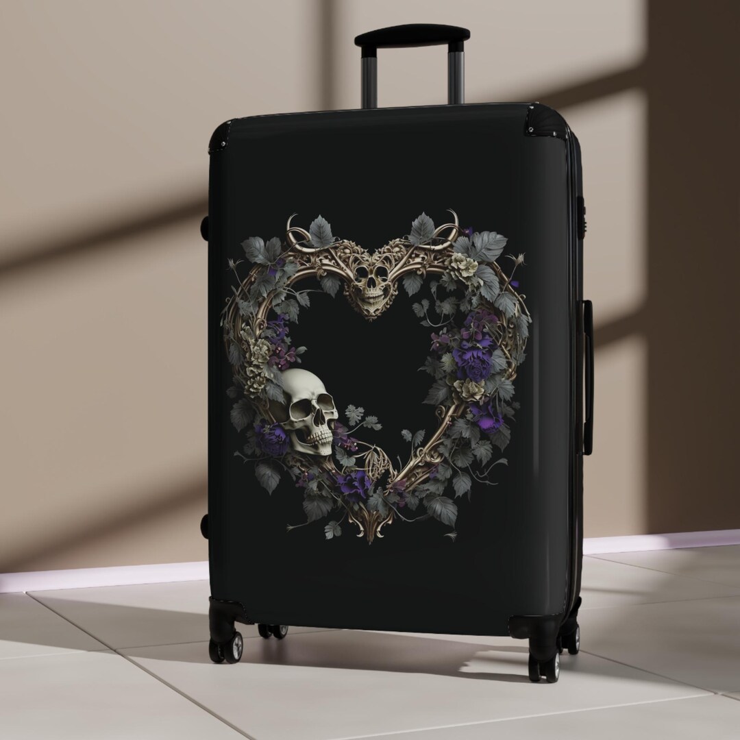 Skull Suitcases, Gothic Luggage With Skull & Flowers, Heart Shape ...