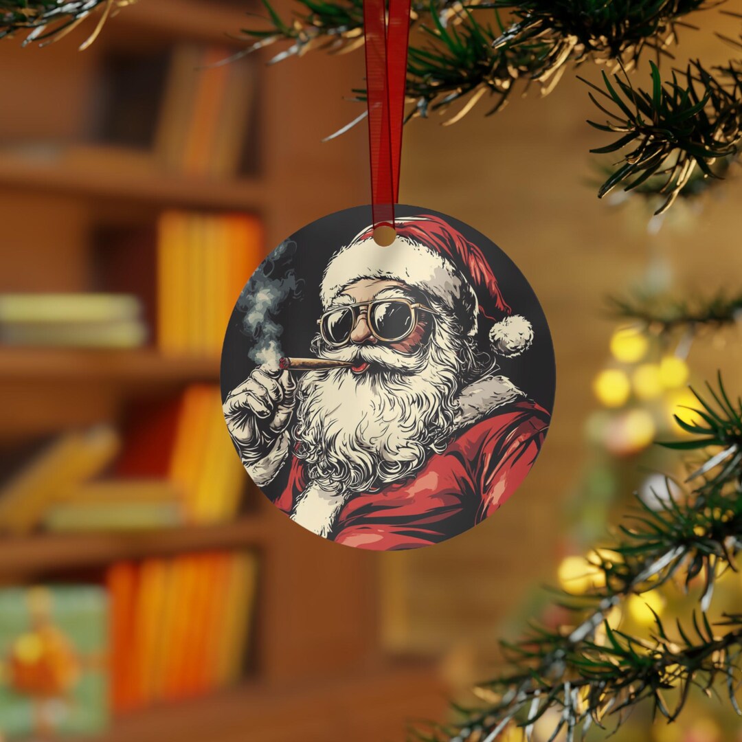 Smoking Santa Ornament, Hip Claus, Unique Tree Decoration, Gift Wrap ...