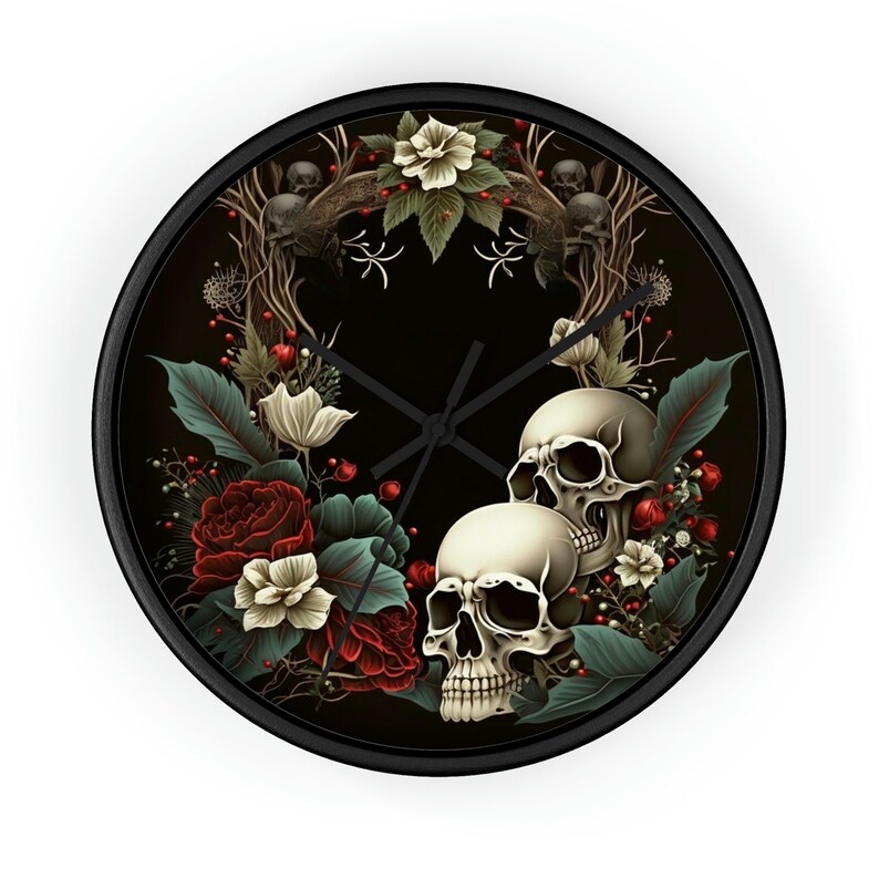 Wall Clock Pretty and Mysterious Wall Clock Skulls and - Etsy