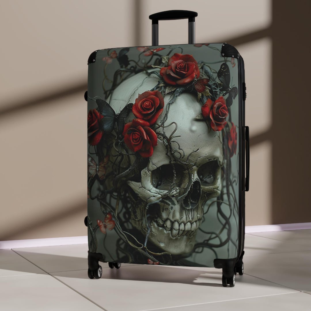 Skull and Roses Suitcase! Gothic Luggage. Stunning, Eye Catching Travel ...