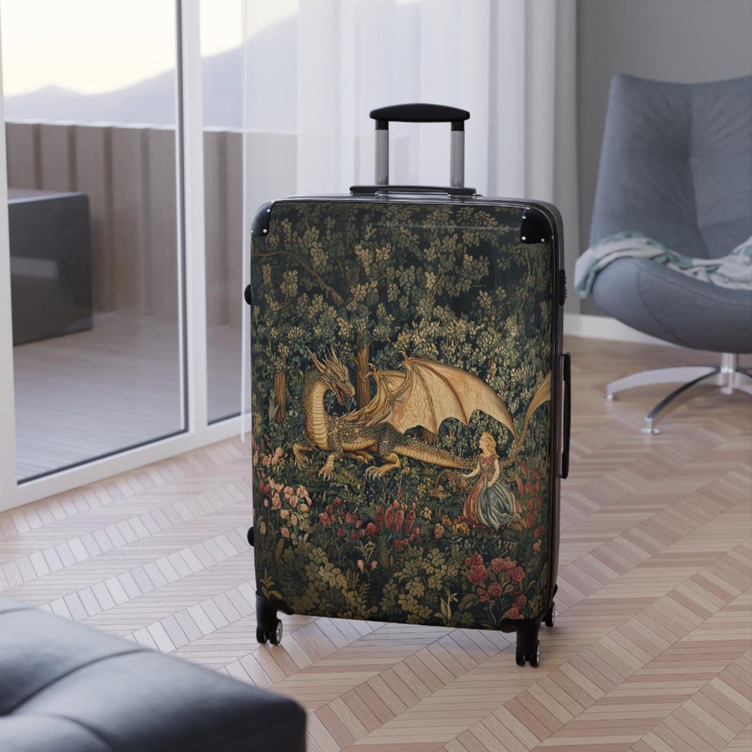 Medieval Tapestry Like Dragon Princess Suitcase Fantasy Travel Luggage ...
