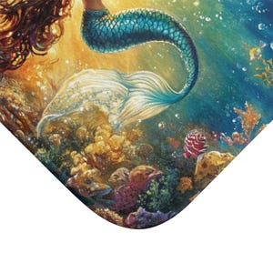 Mermaid Bath Mat Bright Mermaid Bathroom Decor. Memory Foam, Anti-slip ...