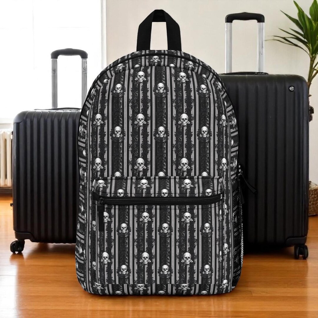 Gothic Skull Print Backpack, Edgy School Bag, Unique Gift for Teens ...