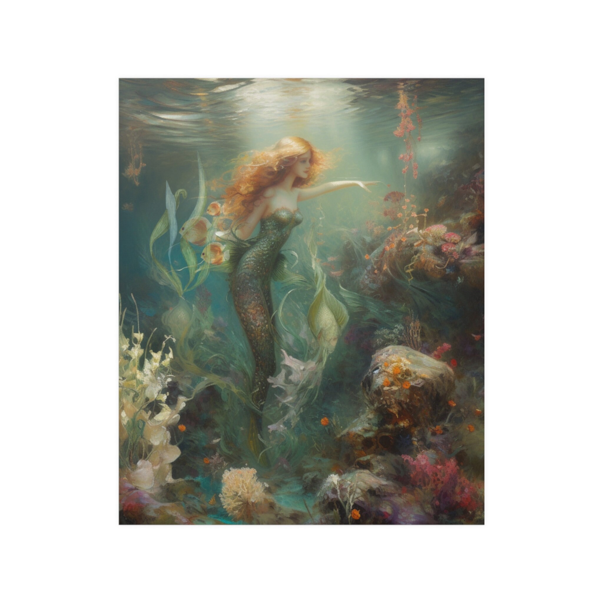 Poster Soft and Beautiful Mermaid on a Satin Poster Lots of Sizes ...