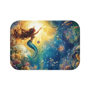 Mermaid Bath Mat Bright Mermaid Bathroom Decor. Memory Foam, Anti-slip ...