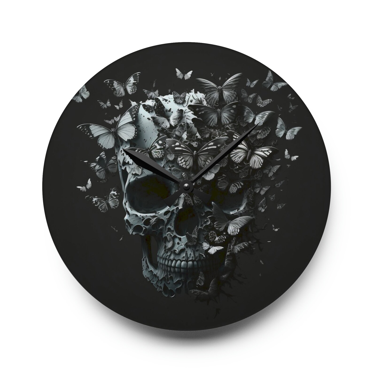 Acrylic Wall Clock Round or Square Clock With a Skull - Etsy