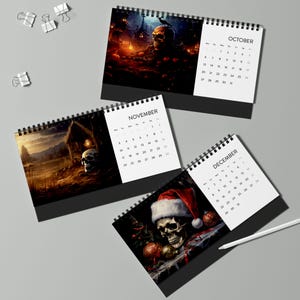 2025 Skull Calendar Gothic Desk Calendar.10 by 5, Tented, Satin Finish ...