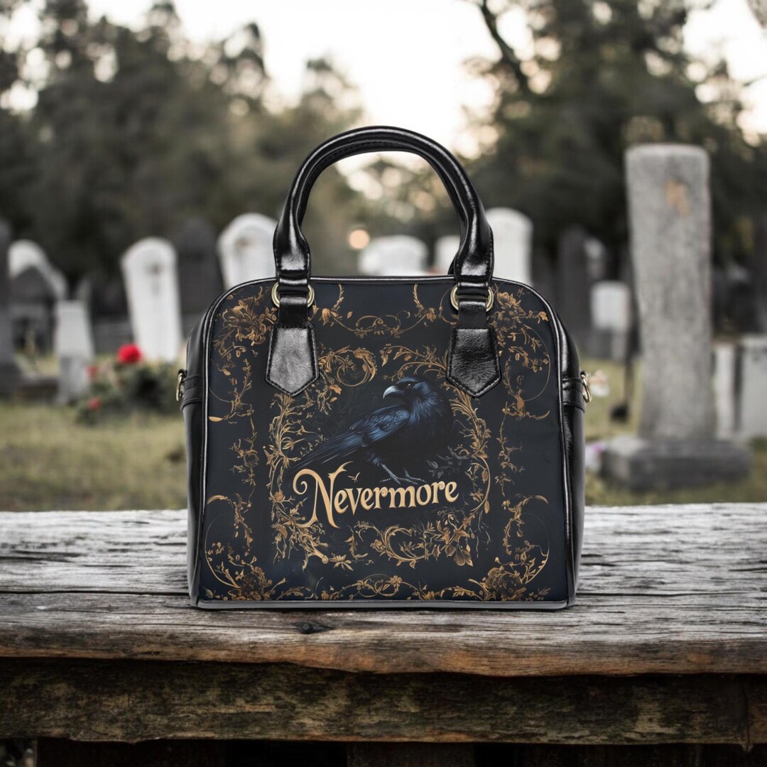 Shoulder Handbag, Gothic Raven Purse, Black Faux Leather, Nevermore ...