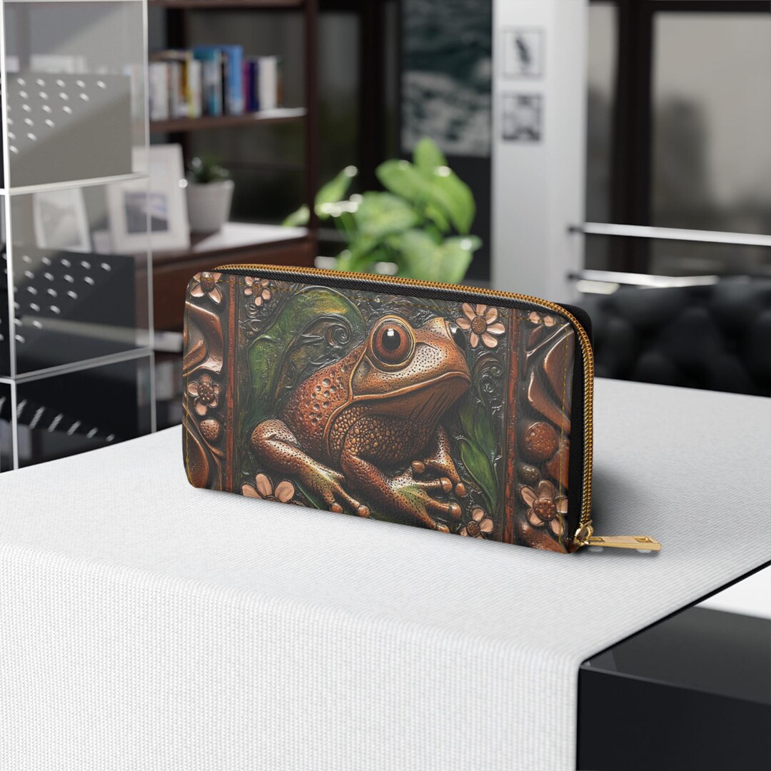 Frog Zipper Wallet, Cute Frog Faux Leather Clutch, Western Vibes ...