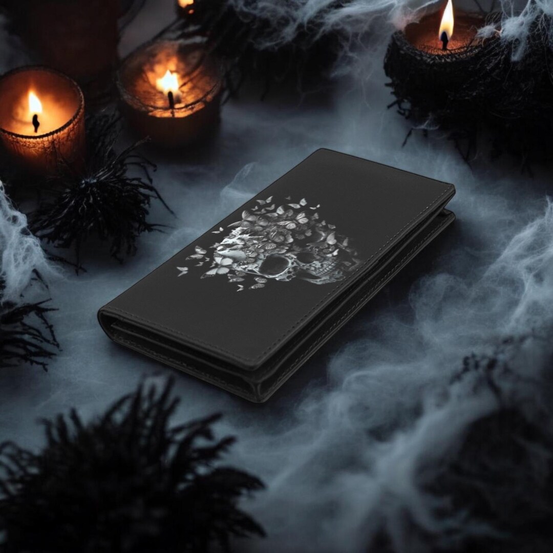 Gothic Black Wallet. Long, Magnetic Closure, Skull Turning to ...