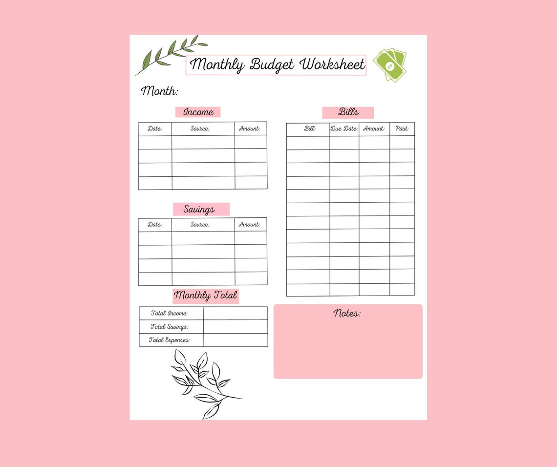 Monthly Budget Digital, Budget Printable, Monthly Budget Tracker, Bill ...