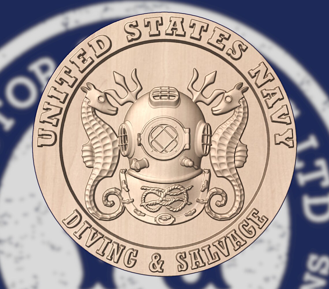 US Military Master Diver Logo 3D STL Model for CNC Routers & 3D ...