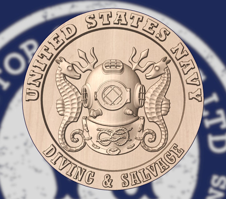 US Military Master Diver Logo 3D STL Model for CNC Routers & 3D ...