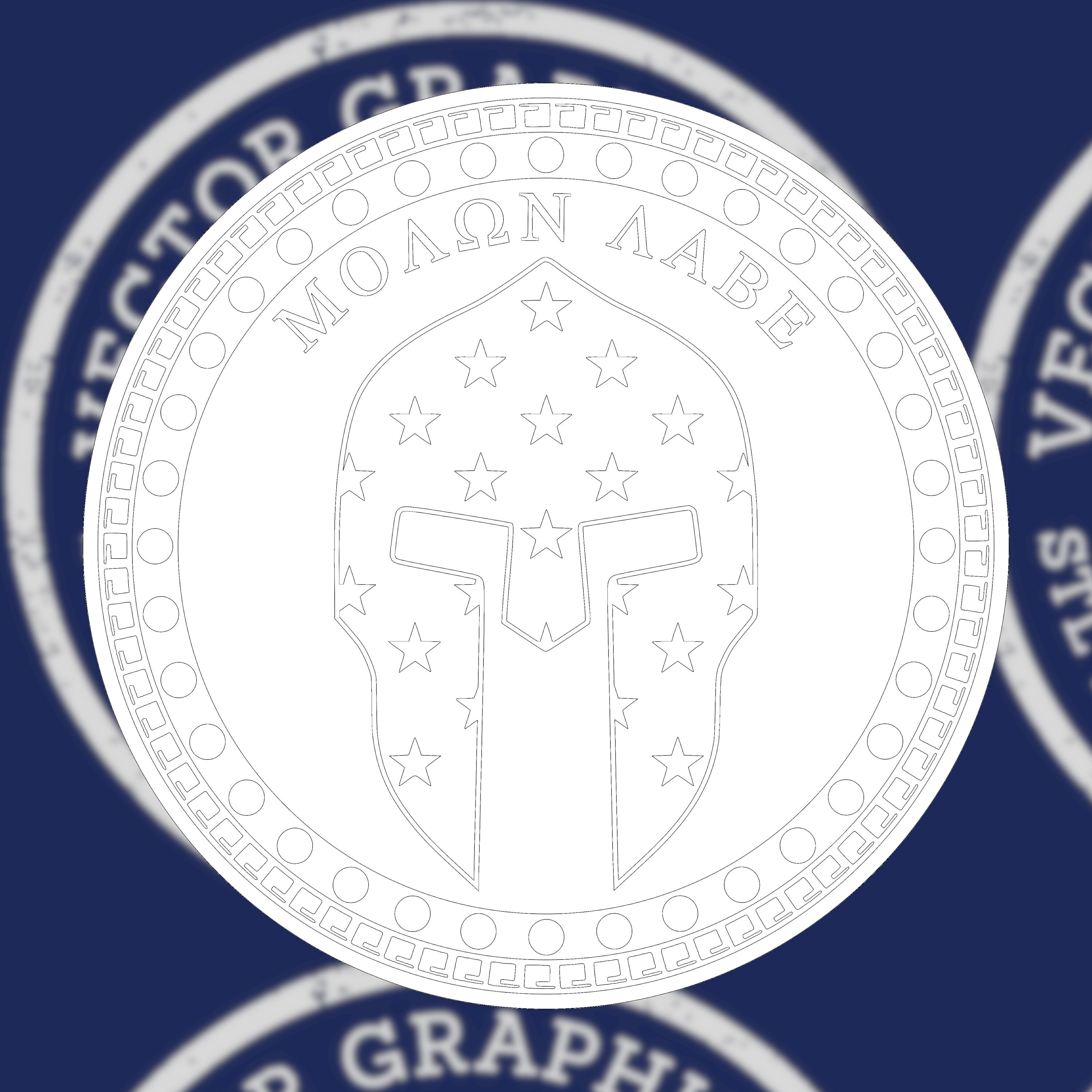 Spartan Helmet Logo Molon Labe Vector Cut File for CNC Routers, Lasers ...