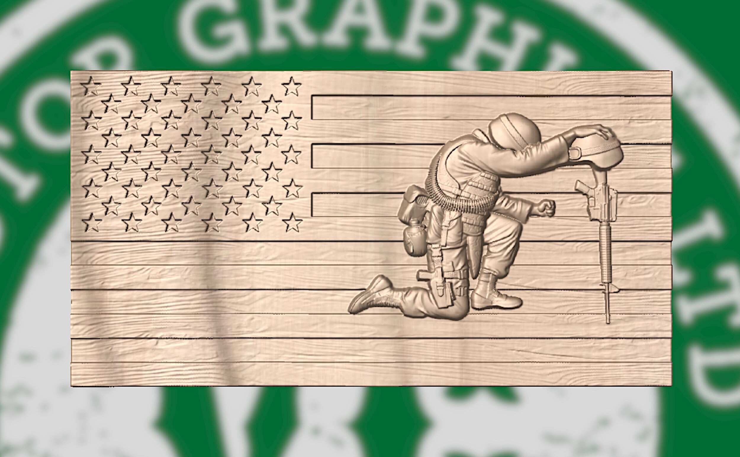 US Military Fallen Soldier Wavy Flag 3D STL Model for CNC Routers & 3D ...