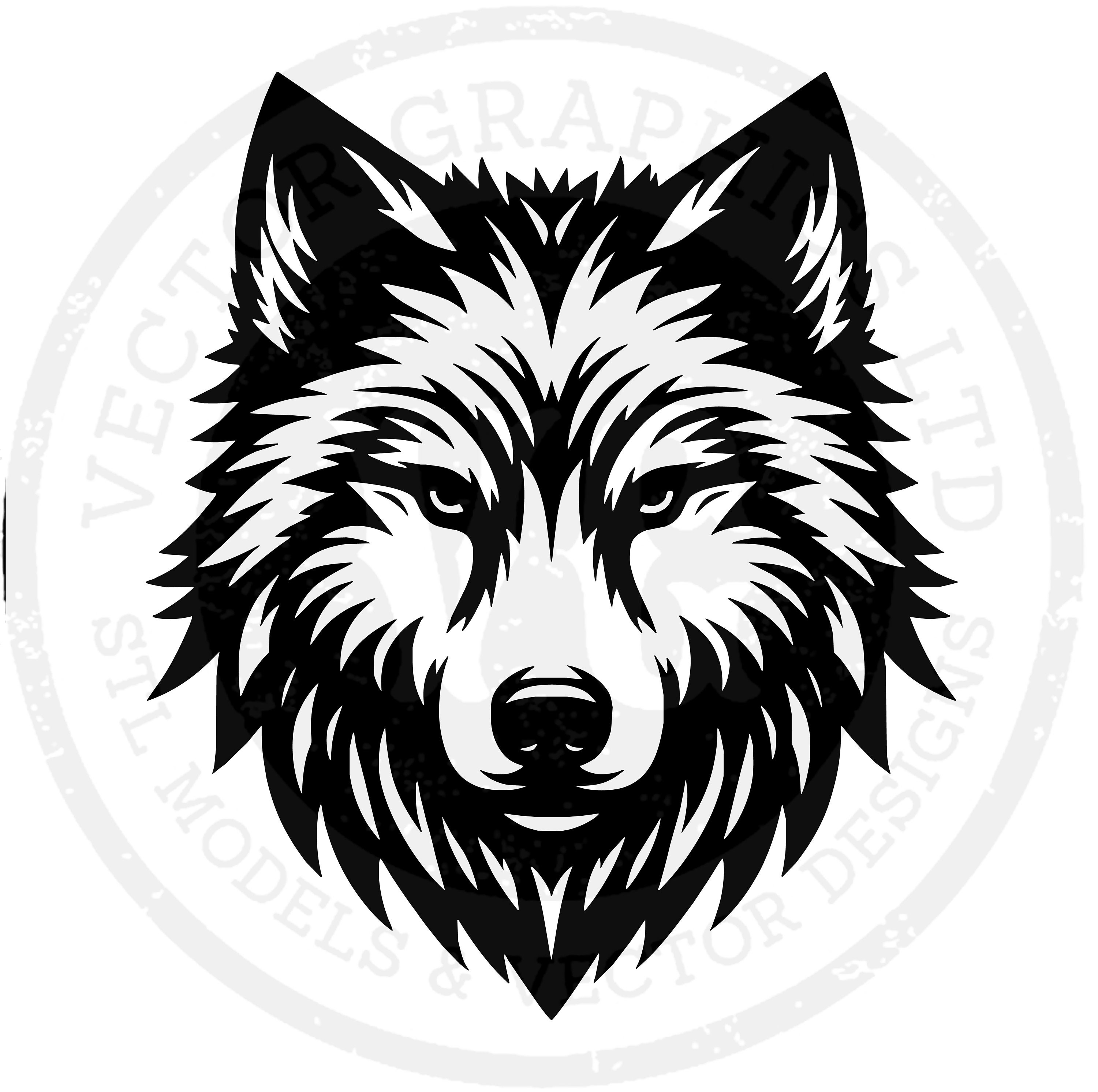 Wolf Face Silhouette Cut Files: Vector Graphic, Multiple Formats, High ...