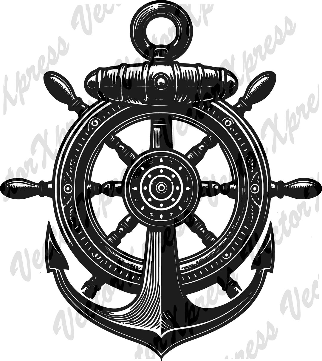 Ship Anchor & Wheel Cut Files: Vector Graphic, Multiple Formats, High ...