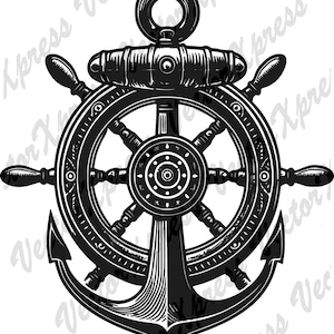 Ship Anchor & Wheel Cut Files: Vector Graphic, Multiple Formats, High ...