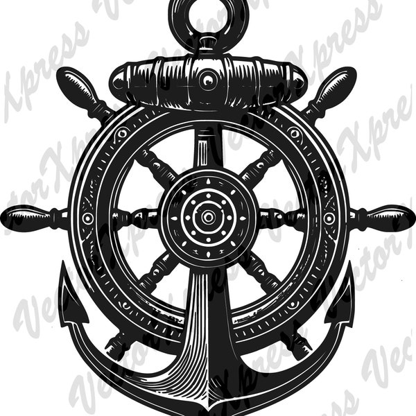 Ship Anchor & Wheel Cut Files: Vector Graphic, Multiple Formats, High ...