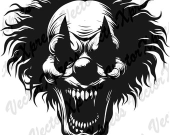 Evil Clown Face Cut Files: Vector Graphic, Multiple Formats, High ...
