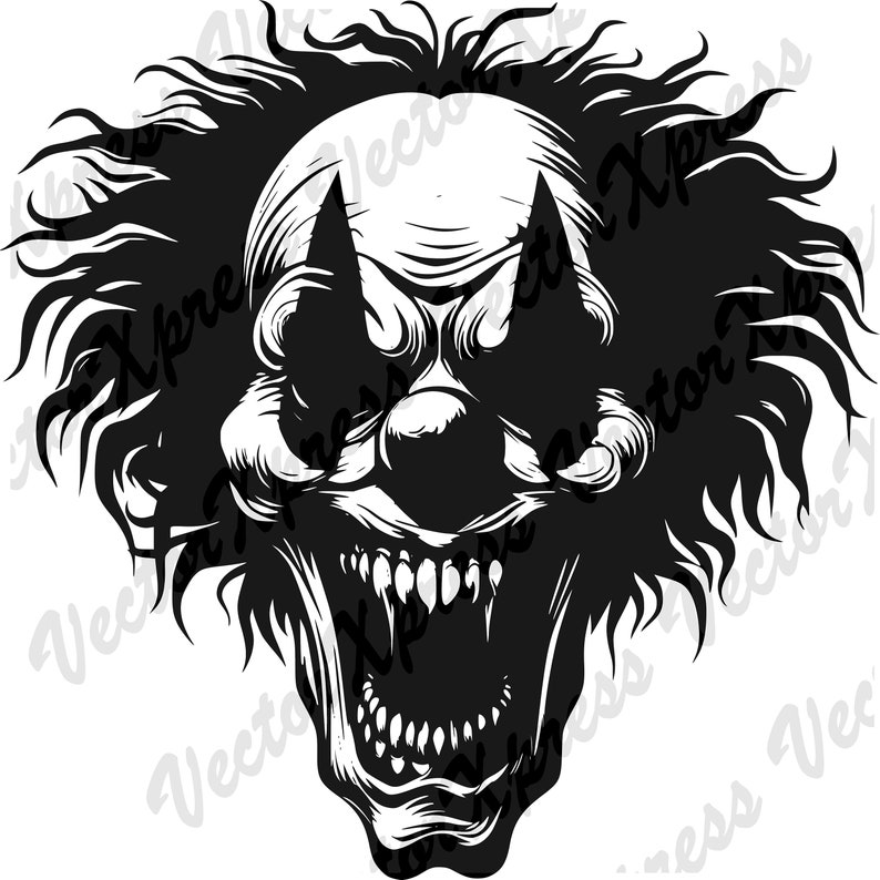 Evil Clown Face Cut Files Vector Graphic Multiple Formats High Quality Etsy