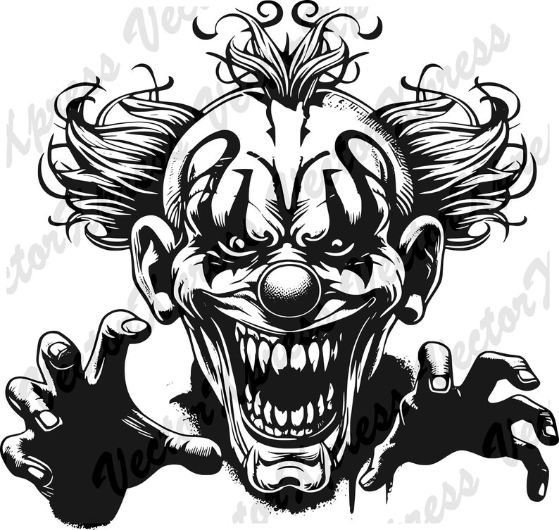 Evil Clown Face Cut Files: Vector Graphic, Multiple Formats, High ...