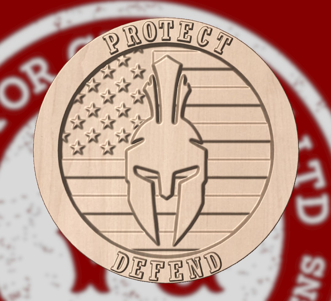 Spartan Protect and Defend Logo 3D STL Model for CNC Routers & 3D ...