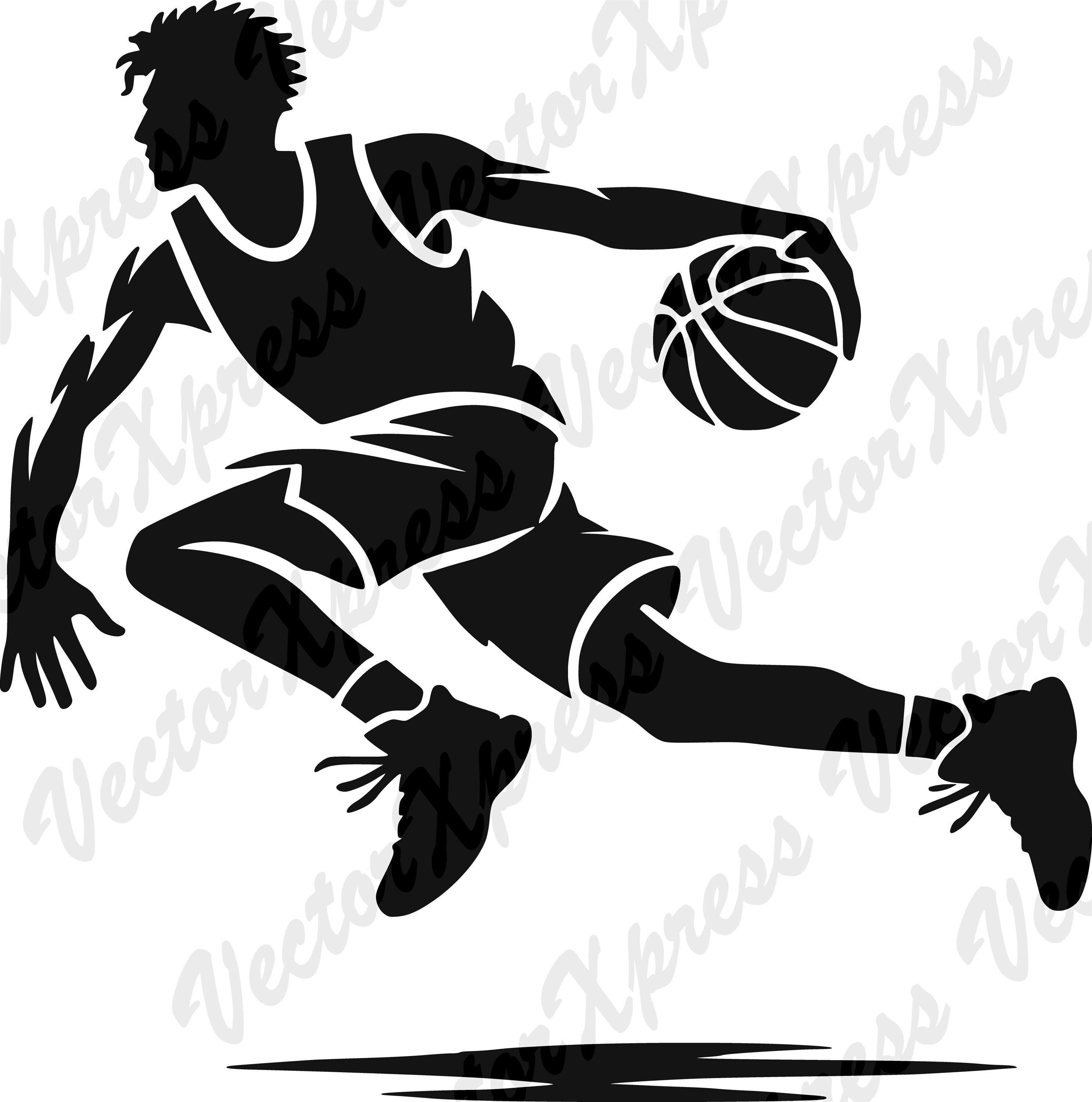Basketball Player Silhouette Cut Files: Vector Graphic, Multiple ...