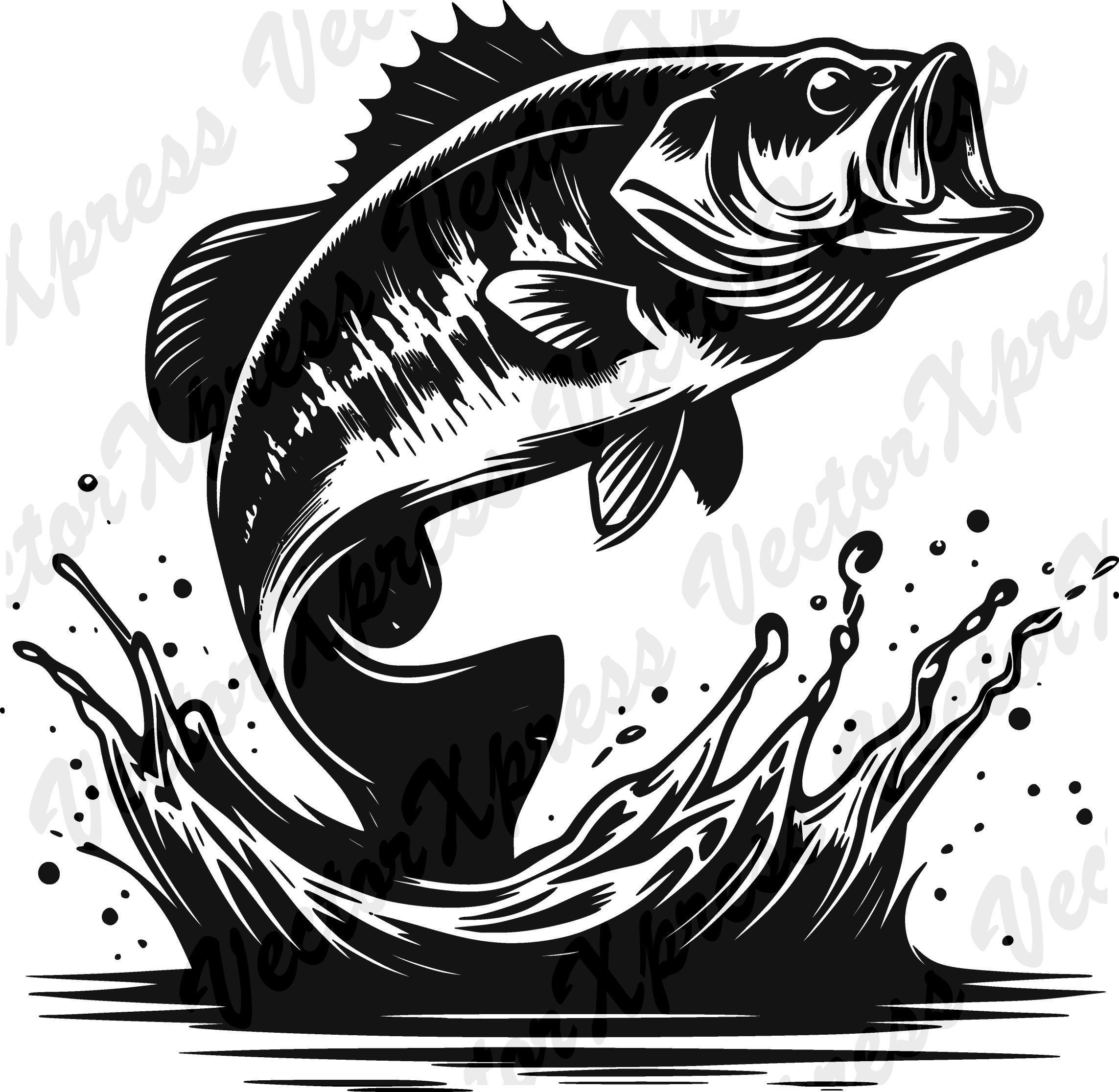 Bass Fish Silhouette Cut Files: Vector Graphic, Multiple Formats, High ...