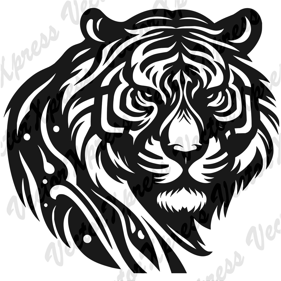 Tiger Face Art Deco Silhouette Cut Files - Etsy