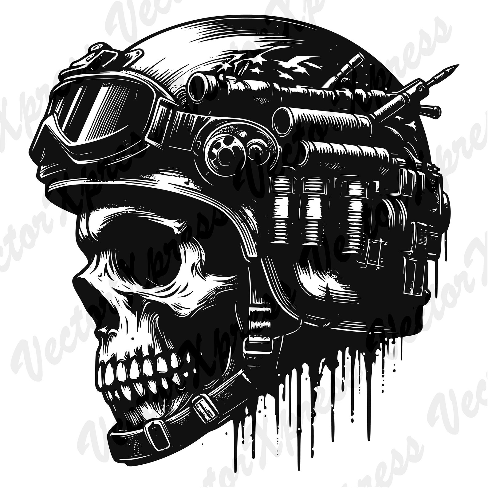 Military Combat Skull and Helmet Cut Files: Vector Graphic, Multiple ...