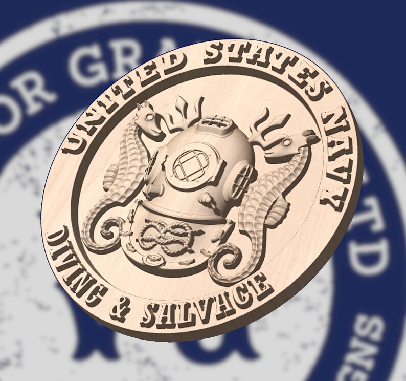 US Military Master Diver Logo 3D STL Model for CNC Routers & 3D ...