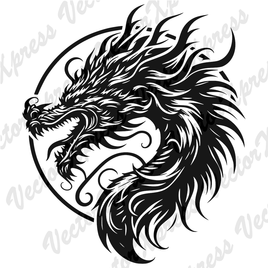 Premium Dragon Head Medallion: Silhouette Cut Files in Multiple Formats ...