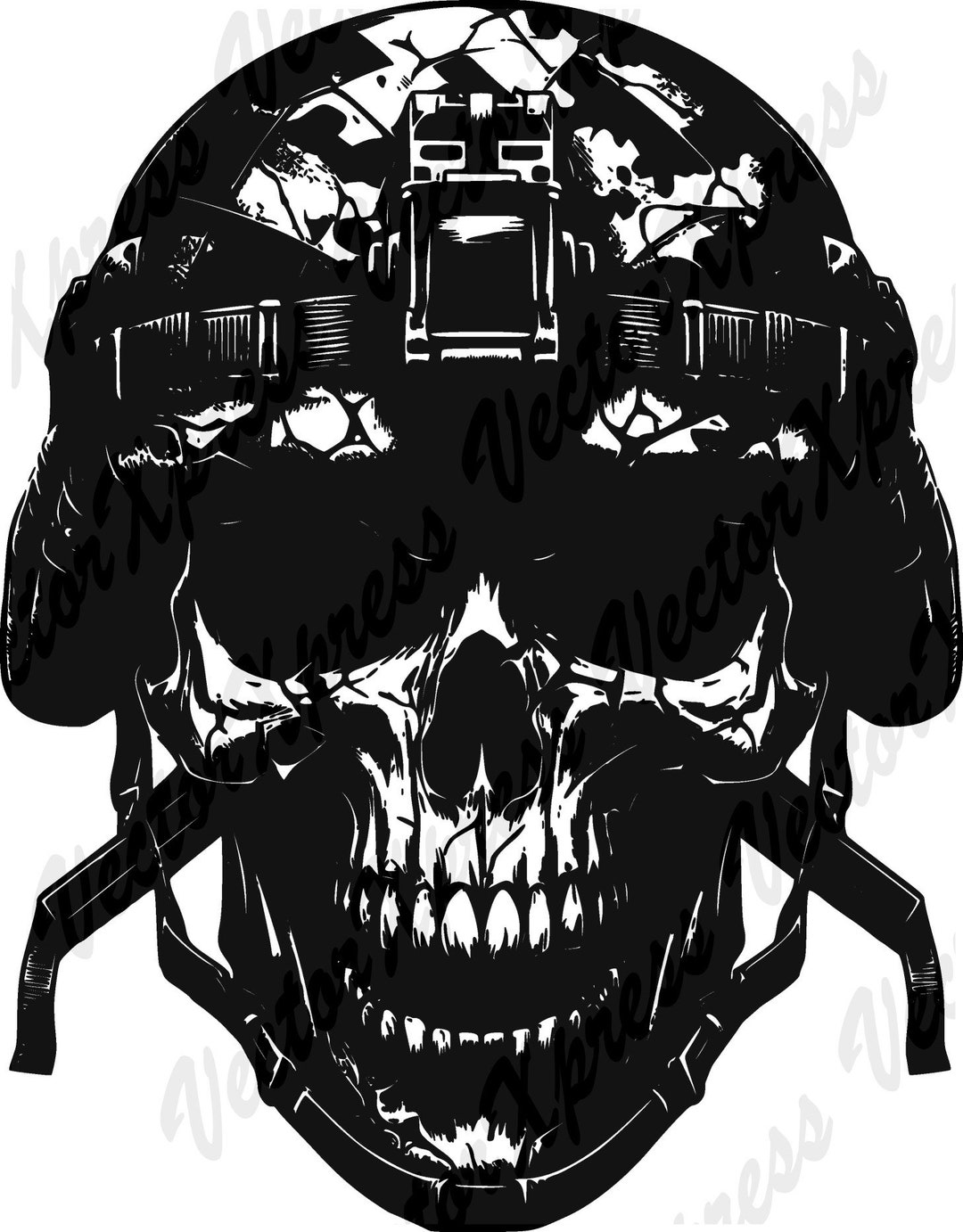 Military Combat Skull and Helmet Cut Files: Vector Graphic, Multiple ...