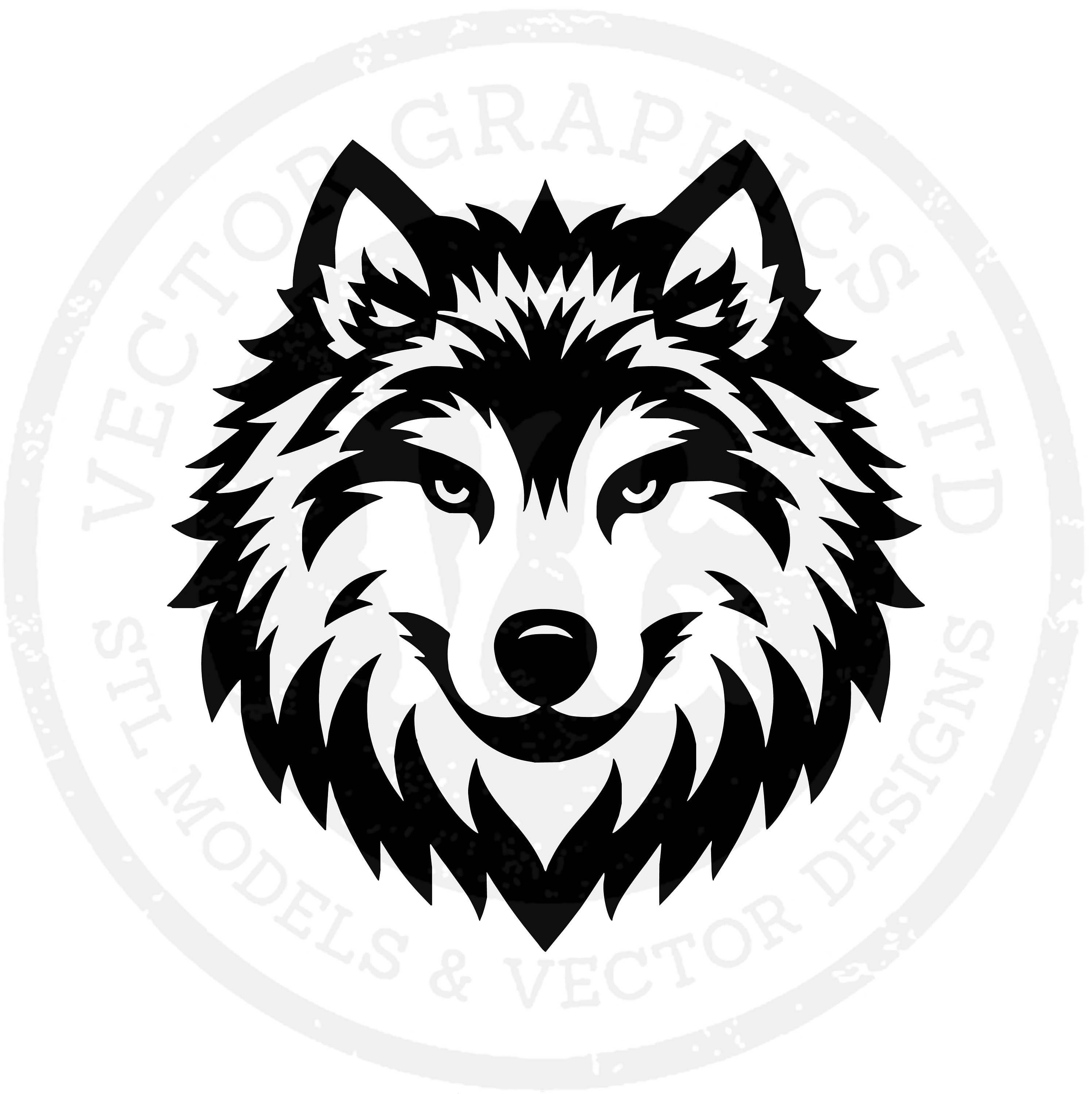 Wolf Face Silhouette Cut Files: Vector Graphic, Multiple Formats, High ...