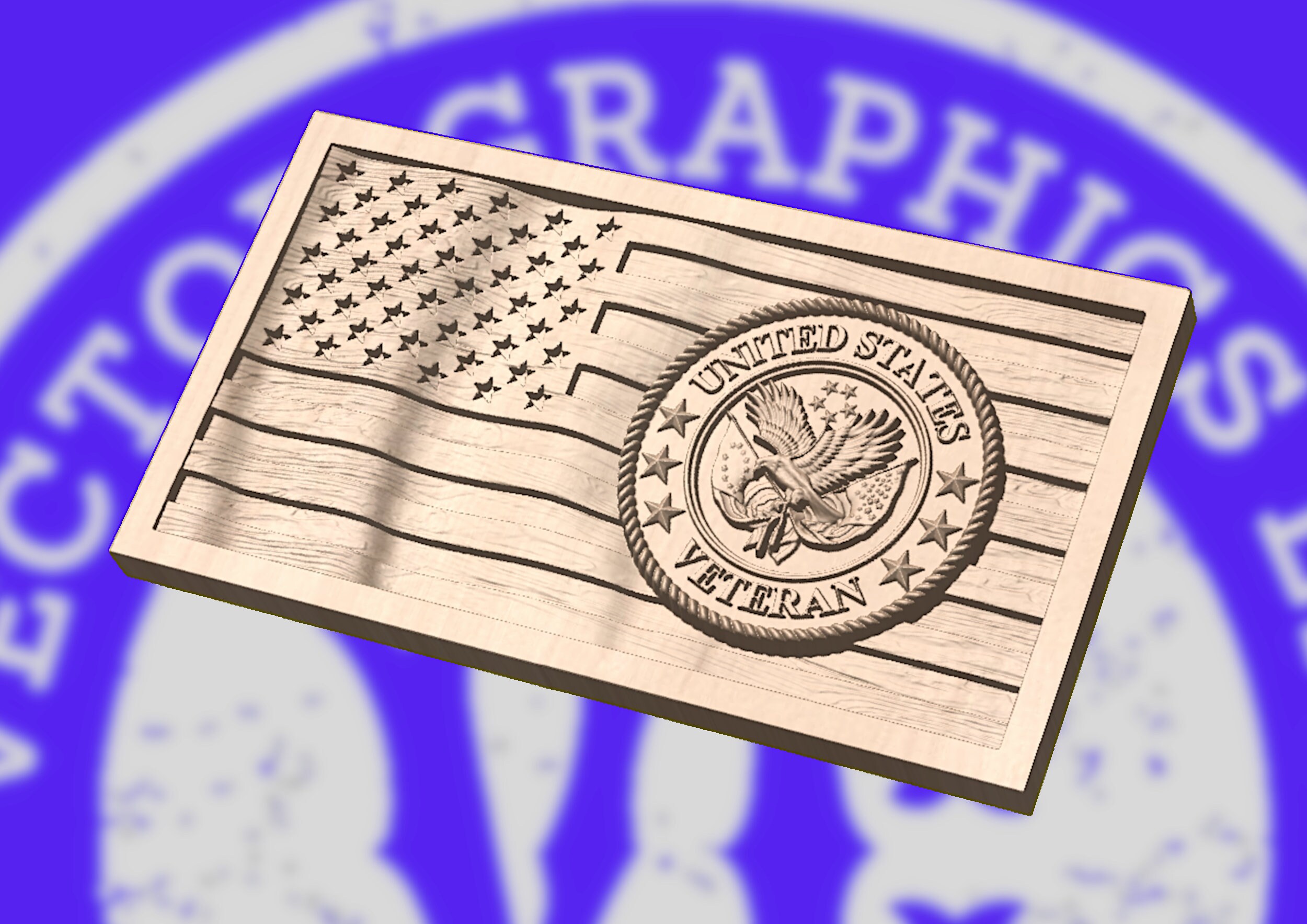 US Military Veteran Wavy Flag 3D STL Model for CNC Routers & 3D ...