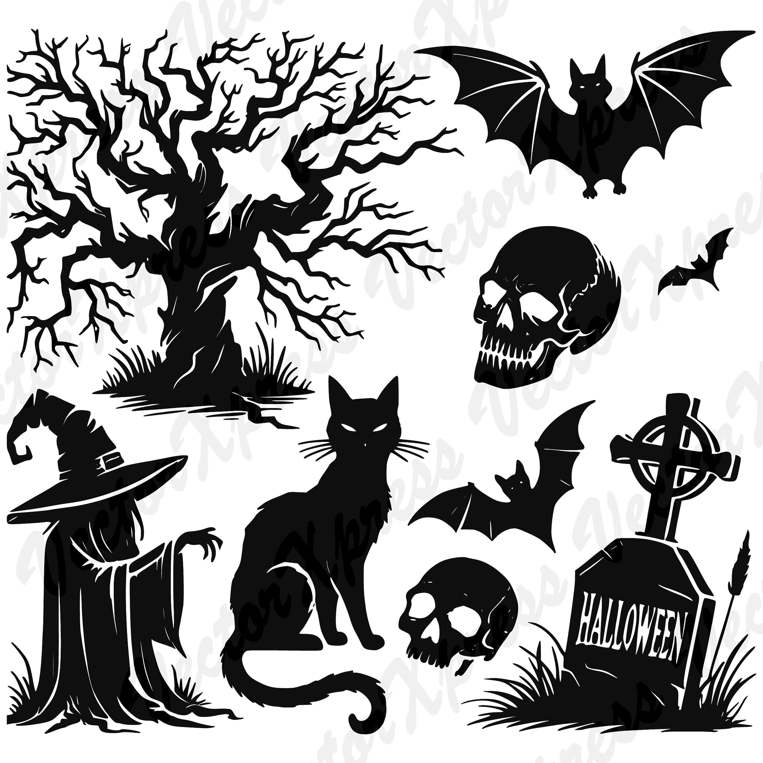 Halloween-themed Silhouette Bundle: Vector Graphics, Multiple Formats ...