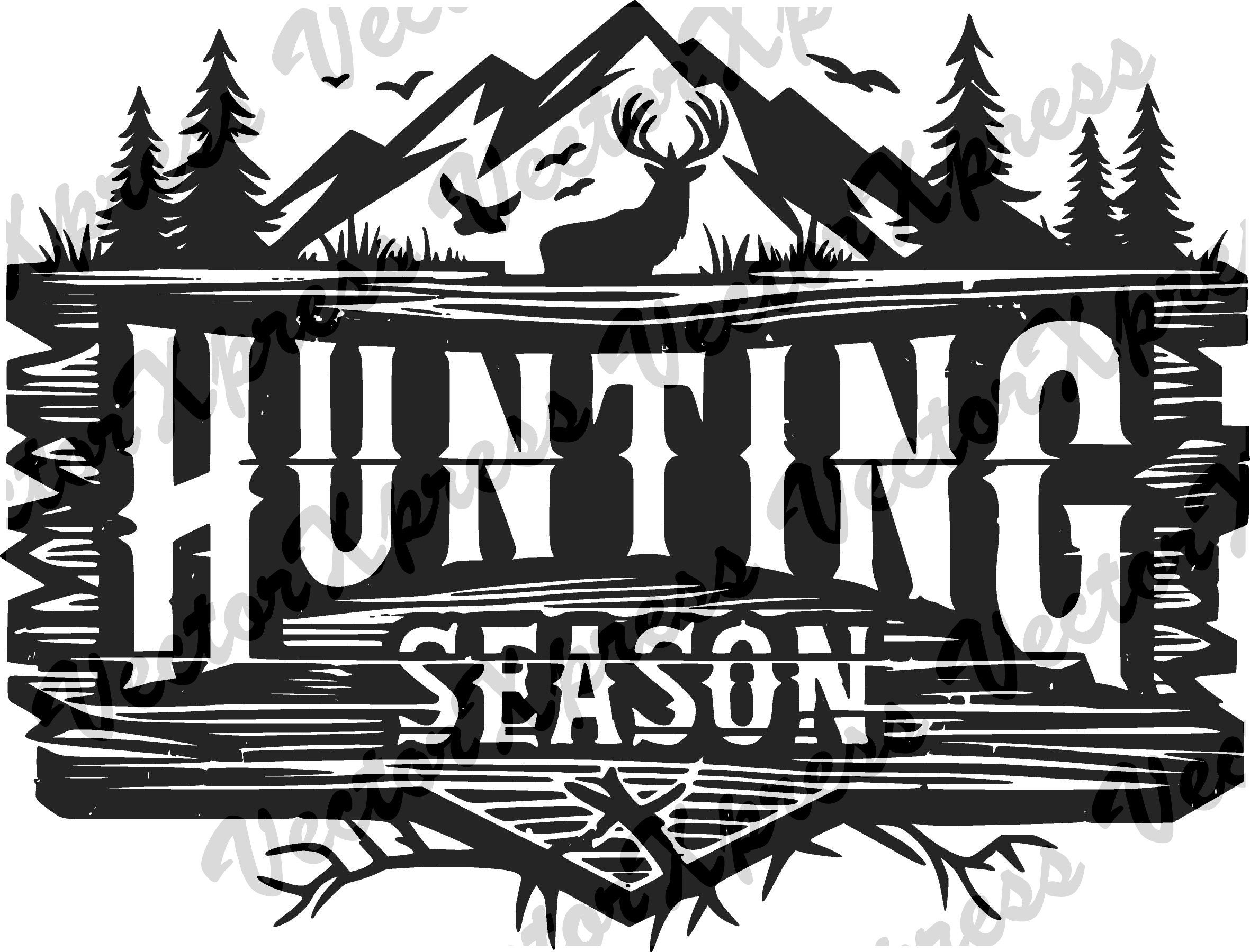Deer Hunting Sign Silhouette Cut Files: Vector Graphic, Multiple ...
