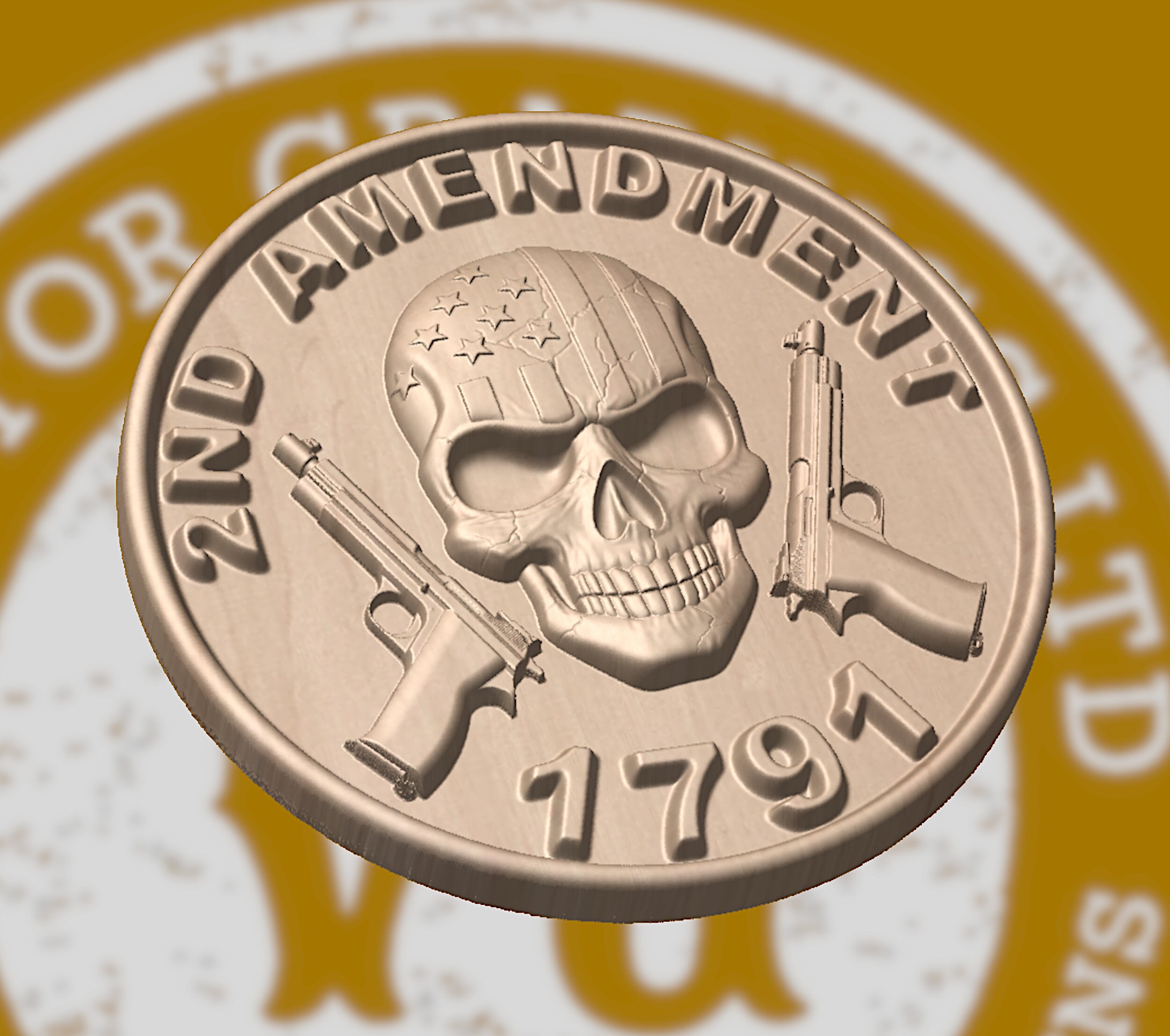 2nd Amendment Skull Seal 3D STL Model for CNC Routers & 3D Printers - Etsy