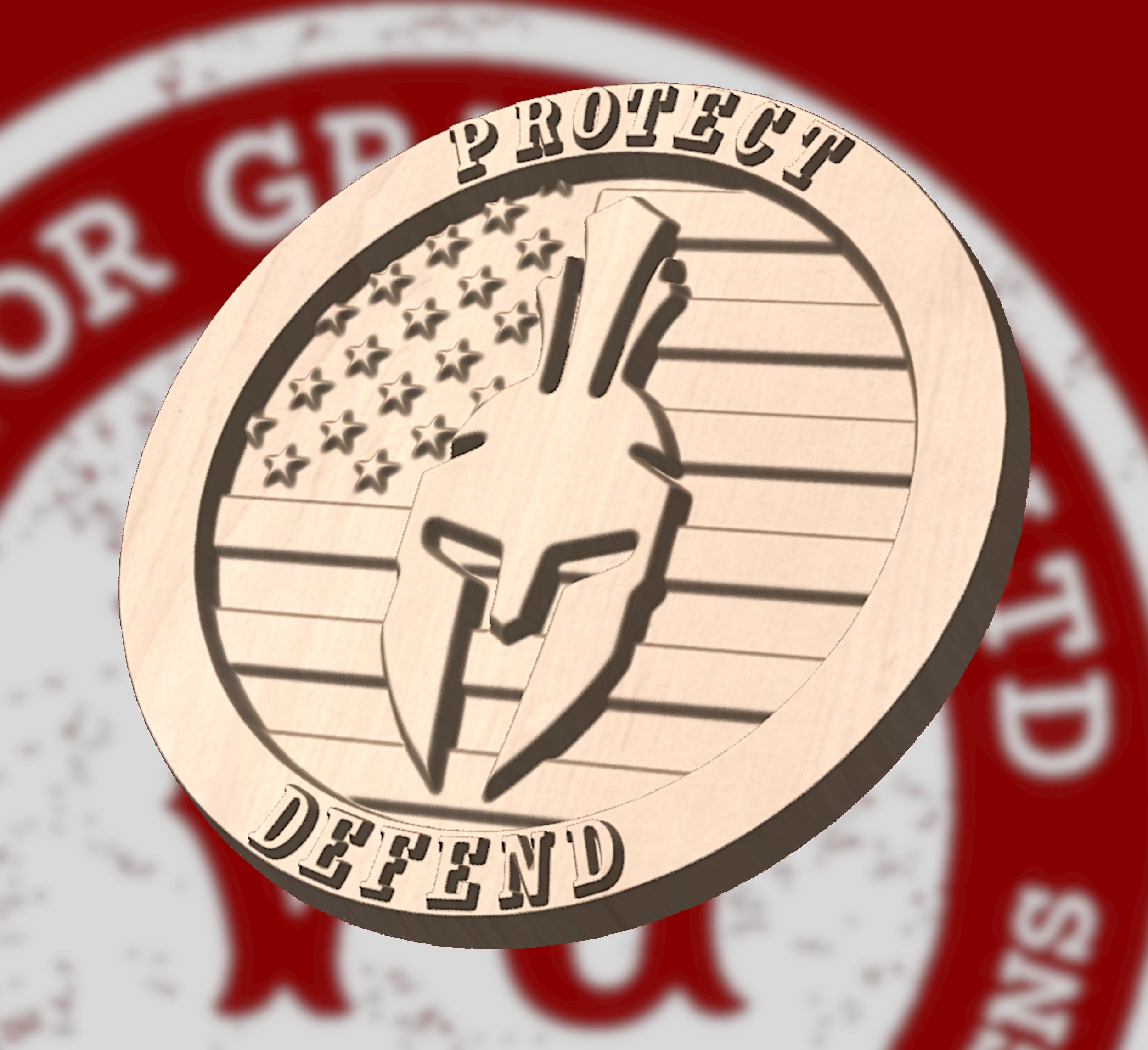 Spartan Protect and Defend Logo 3D STL Model for CNC Routers & 3D ...