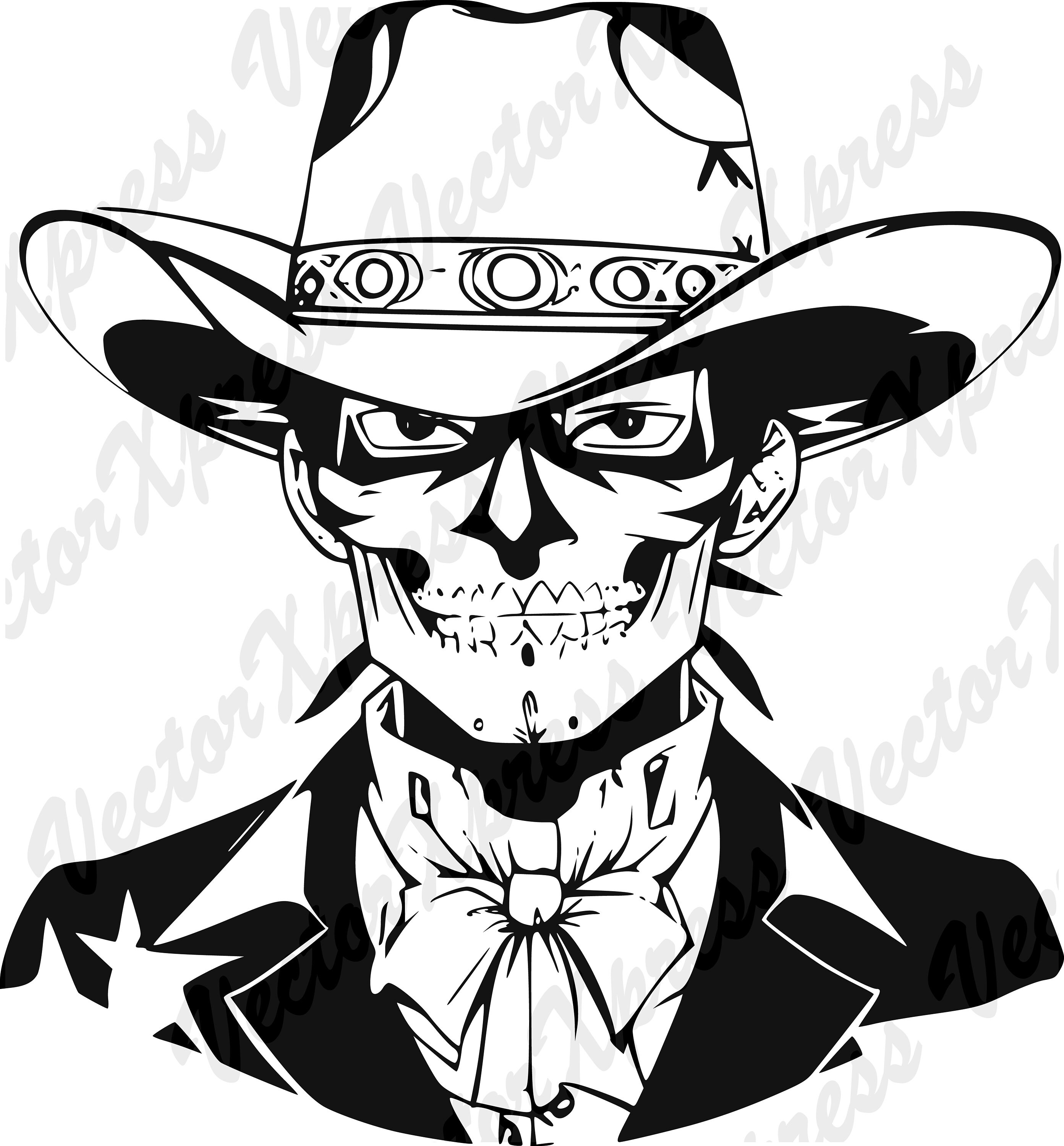 Cowboy Skull Bandit Cut Files: Vector Graphic, Multiple Formats, High ...