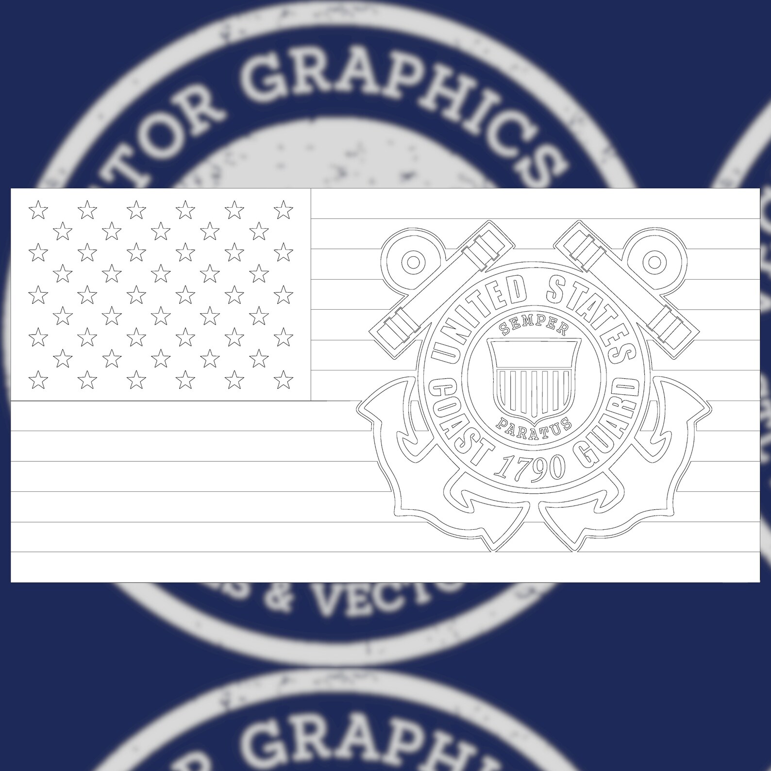 US Military Flag Vector Cut File for CNC Routers, Lasers, Cricut ...