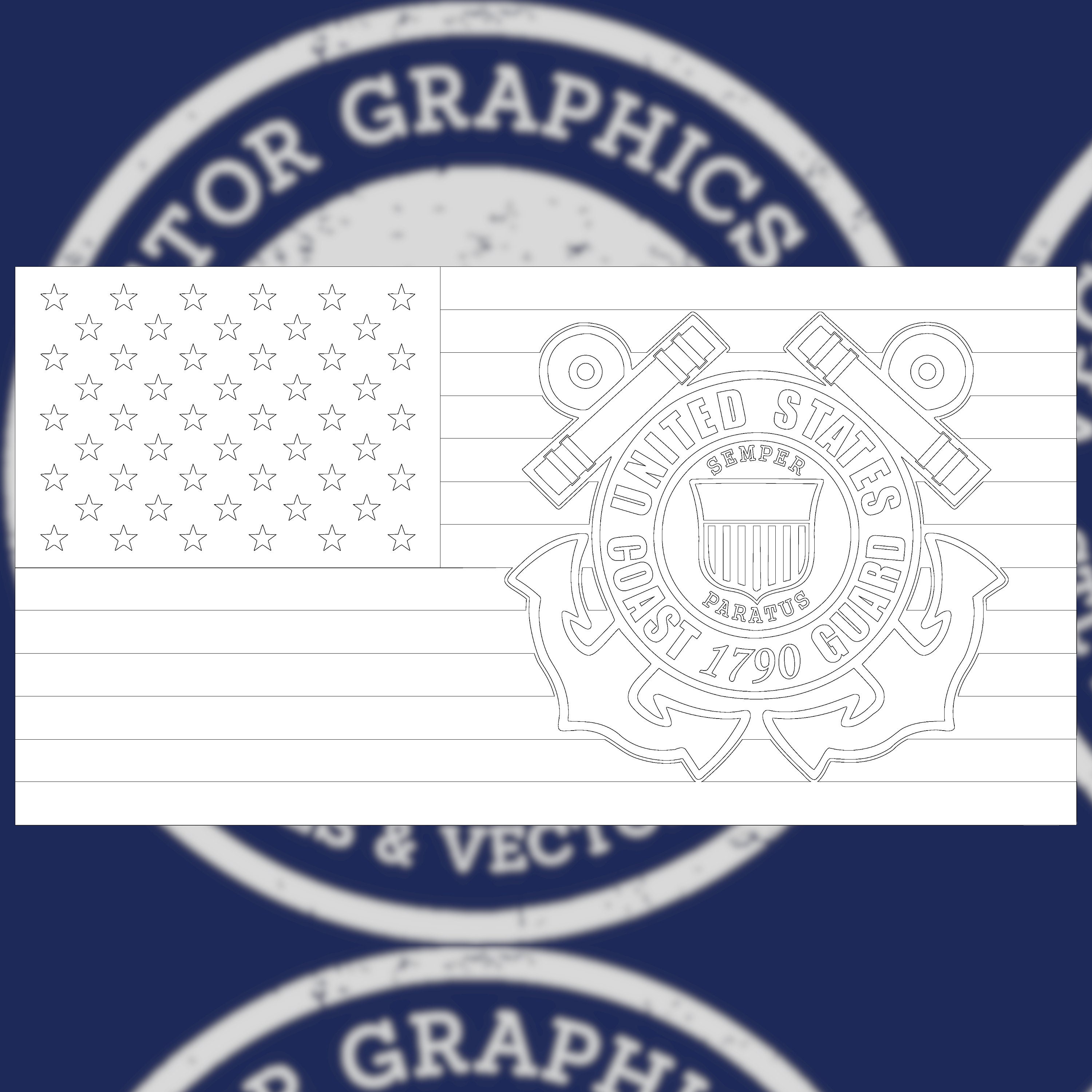 US Military Flag Vector Cut File for CNC Routers, Lasers, Cricut ...