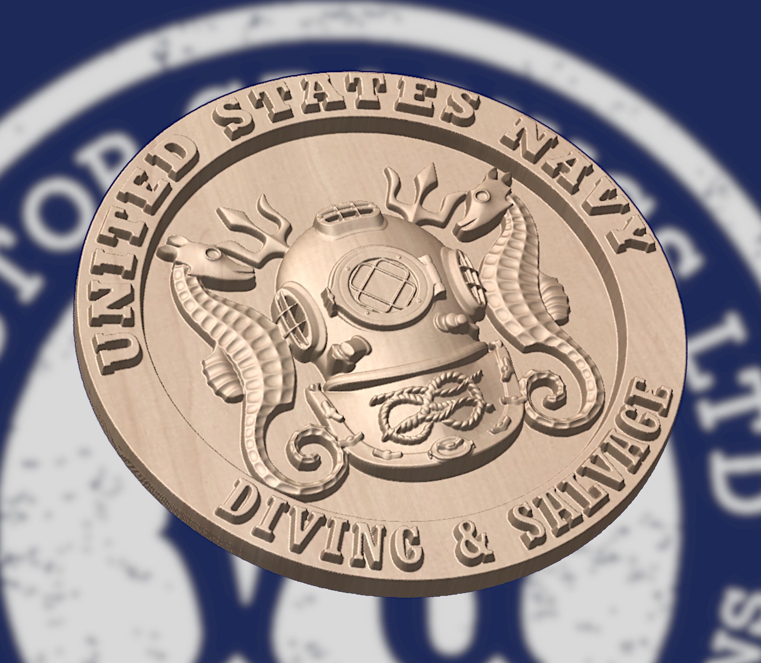 US Military Master Diver Logo 3D STL Model for CNC Routers & 3D ...