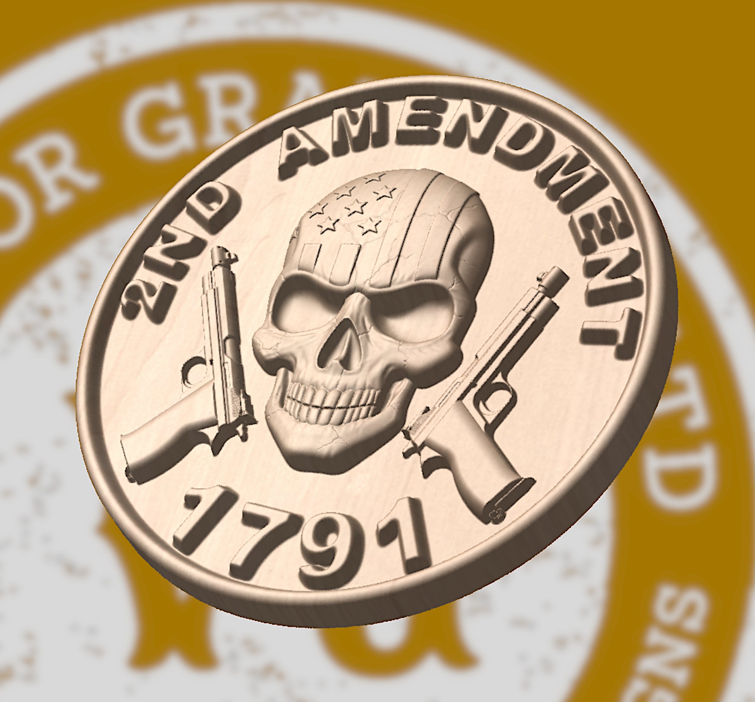 2nd Amendment Skull Seal 3D STL Model for CNC Routers & 3D Printers - Etsy