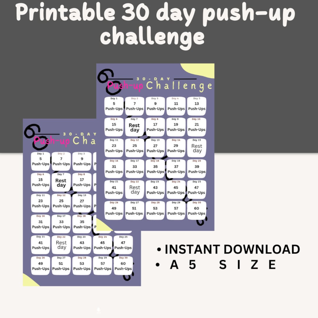30 Day Push Up Challenge Chart