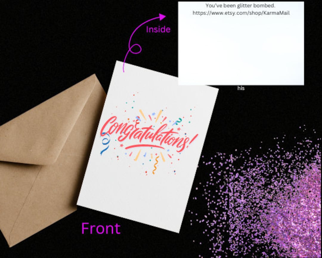 Congratulations Anonymous Glitter Prank Card - Etsy