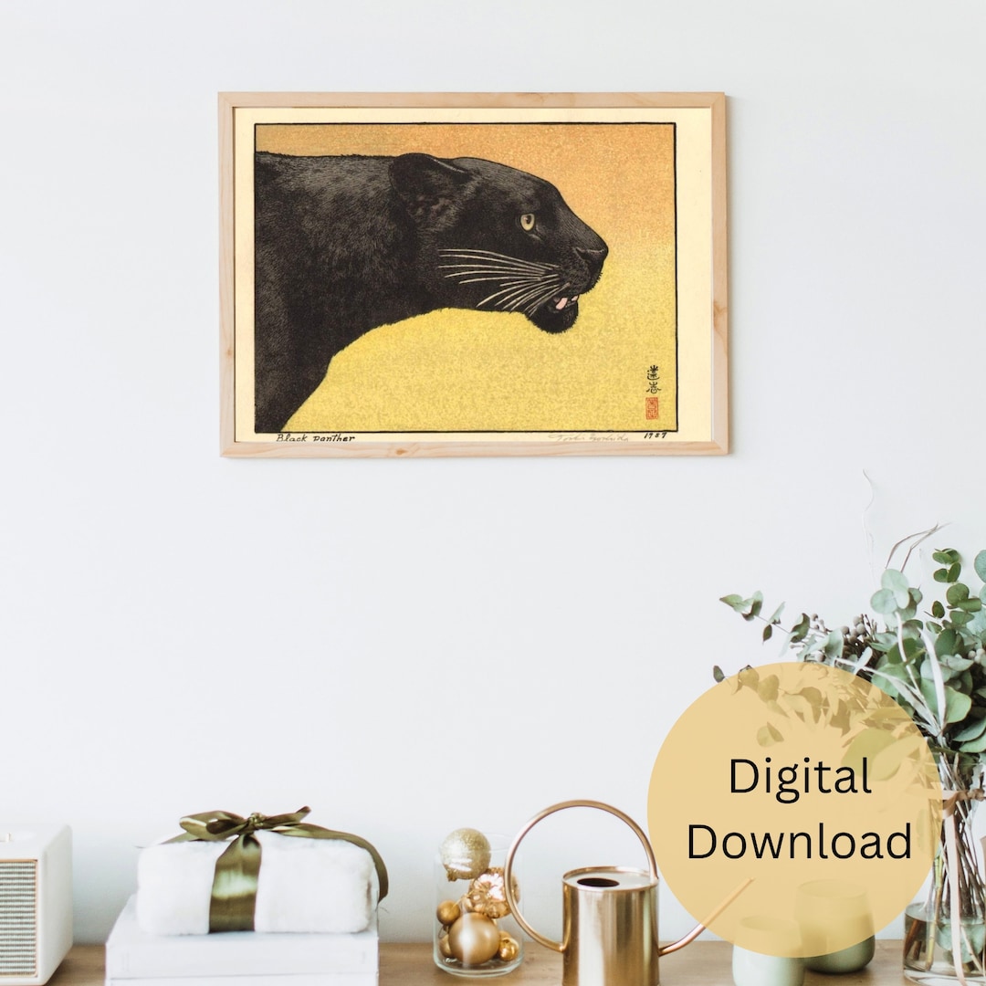 The Black Panther 1934 Yoshida Toshi Ukiyo-e Animal Paintings, Japanese ...