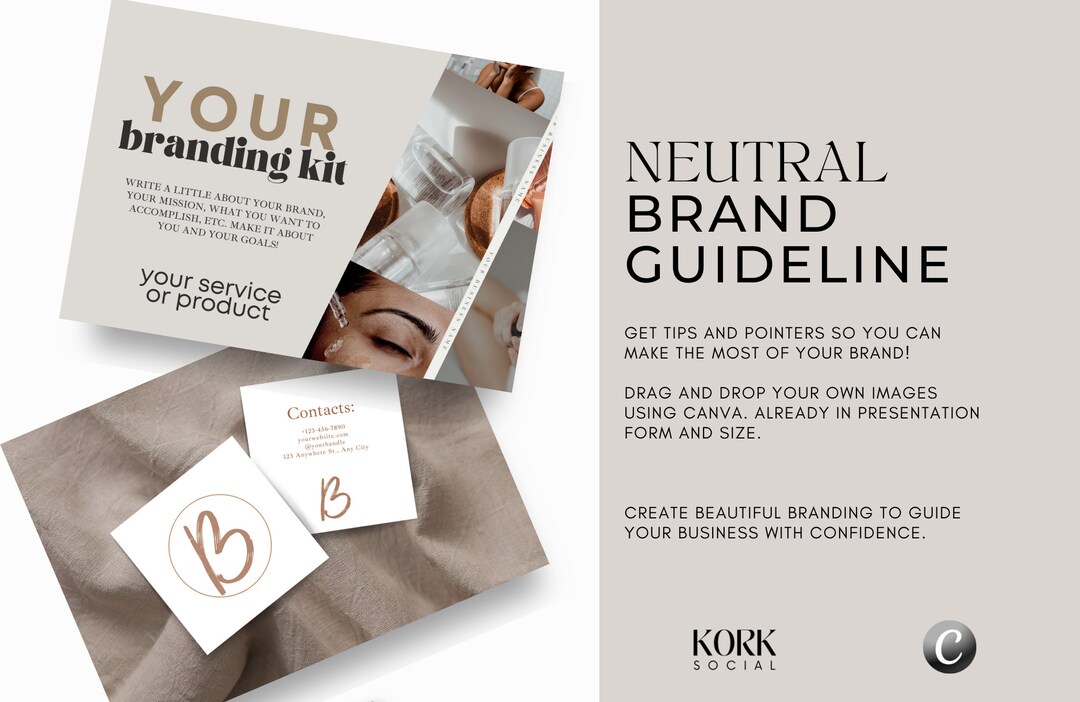 Neutral Brand Guide Brand Guidelines Canva Template Brand Direction ...