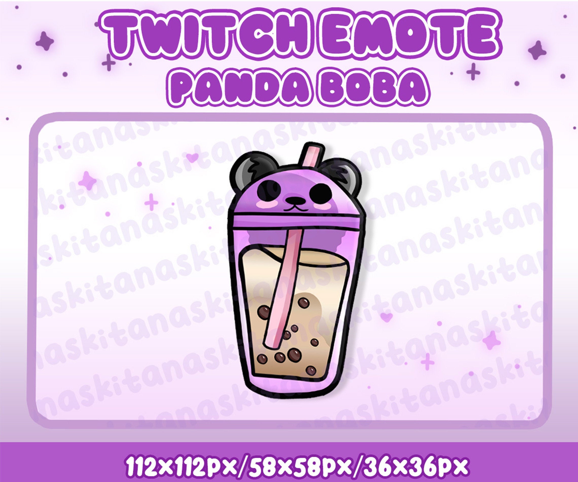 Kawaii Panda Bear Boba Twitch Discord Pngtuber, Vtuber, Emote for ...